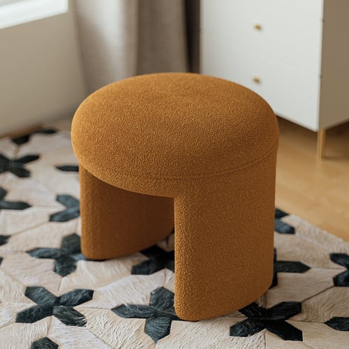 Modern Orange Boucle Vanity Stool Backless Makeup Accent Chair | Homary UK