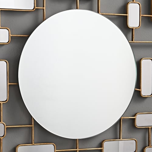 Abstract Panel Wall Mirror Rectangle & Round Mirror Art Gold | Homary