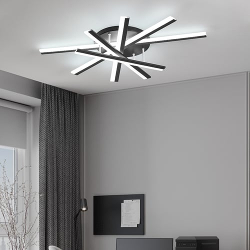 5-Light Black LED Modern Semi Flush Mount LED Acrylic Ceiling Lights ...