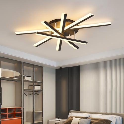 5-Light Black LED Modern Semi Flush Mount LED Acrylic Ceiling Lights ...