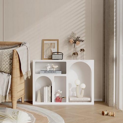 Codiys White Rectangle End Table Modern Sofa Side Table for Living Room ...