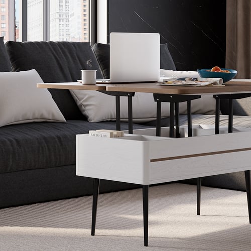 Modern Multi-functional Coffee Table Extendable with Storage & Lift Top ...