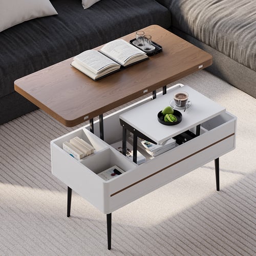 Modern Multi-functional Coffee Table Extendable with Storage & Lift Top ...