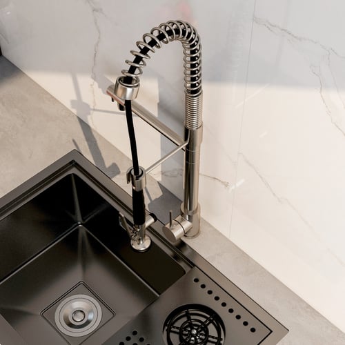 Commercial Pull Down Pre-rinse Spring Sprayer Brushed Nickel Kitchen ...