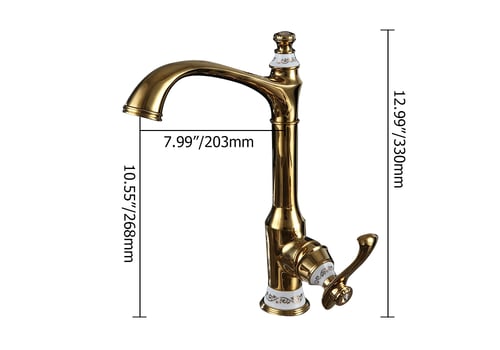 Rustic Single Hole Single Handle Kitchen Faucet Solid Brass in Gold ...
