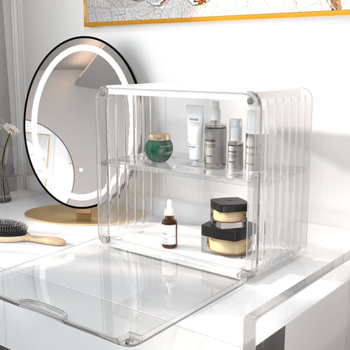 Modern 2-Tier Warm White & Transparent Storage Rack Acrylic Storage ...