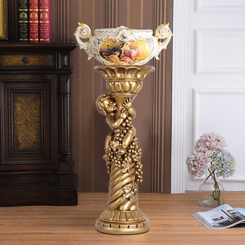 30.9" Large Tall Vintage Angel Boy Round Pedestal Plant Stand Indoor ...