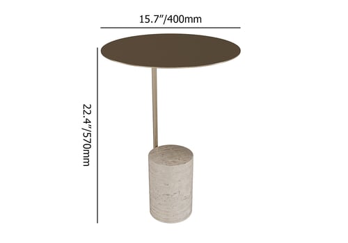 Beige Modern Stone Travertine Side Table with Stainless Steel in Gold ...