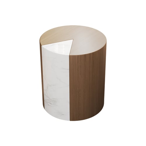 350mmDia Modern Drum Side Table Geniune Marble End Table Round Shape ...