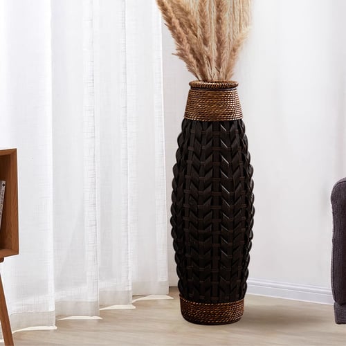 735mm Rustic Tall Woven Bamboo Rattan Standing Floor Vase Decor Art ...