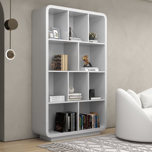 Chicent 78.7" Modern White Bookshelf 4-Tier Standard Bookcase with Rich ...