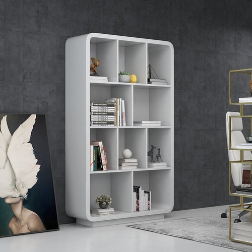 Chicent 78.7" Modern White Bookshelf 4-Tier Standard Bookcase with Rich ...