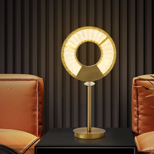Crystal LED Circle Table Lamp Plug in Desk Lamps Ring Shape in Gold for ...