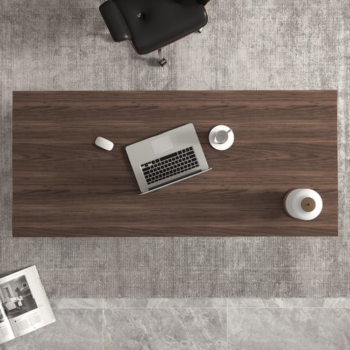 60" Modern Wooden Desk Walnut Home Office Desk with Filing Cabinet | Homary