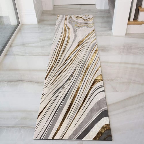 Luxury abstract Runner Washable Rug with Marble Pattern Carpet for ...