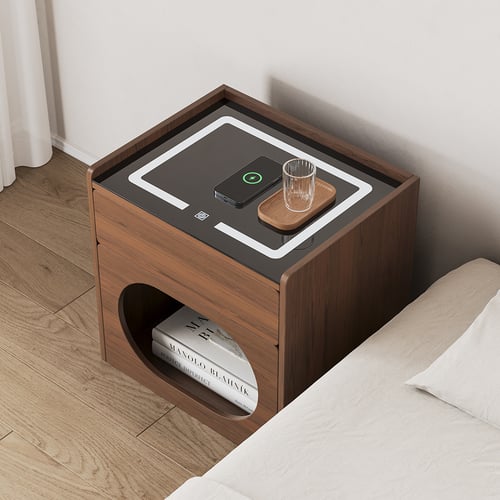 Modern Smart Nightstand with Cat Enclosure House & Wireless Charger ...
