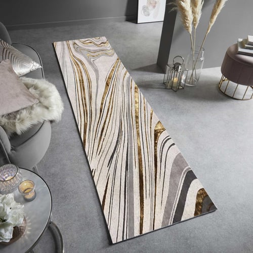 2'X 8' Luxury abstract Runner Washable Rug with Marble Pattern Carpet ...