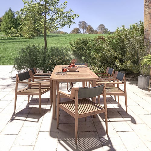 7 Pieces Modern Outdoor Dining Set with Wood Table and Chair in Natural ...