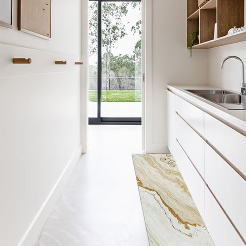 2 Pieces Modern Marble Washable Kitchen Runner Mats Non-slip absorbent ...