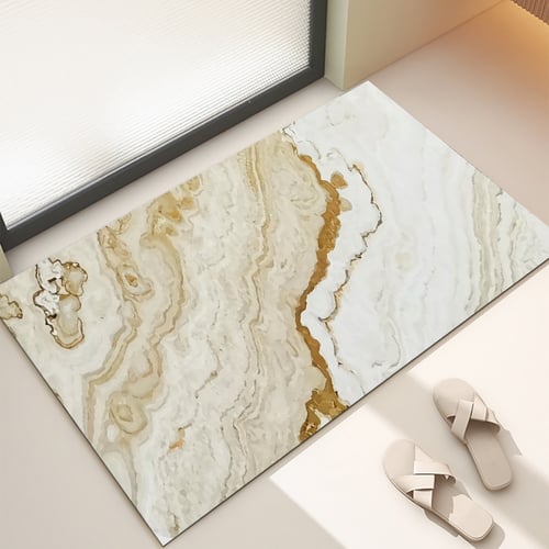 2 Pieces Modern Marble Washable Kitchen Runner Mats Non-slip absorbent ...