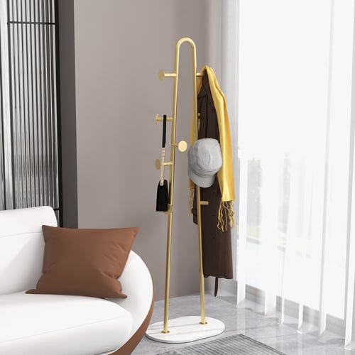 Minimalist Metal Hall Tree Coat Rack Hat Hanger with 10 Hooks in Gold ...