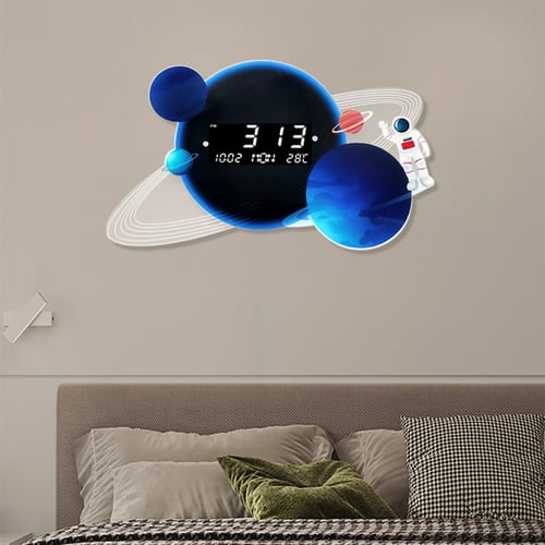 600mm LED Digital Display Modern Acrylic Blue Space Astronaut Wall ...