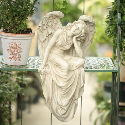 18.1" Resting Grace Sitting Angel Garden Statue Outdoor Decor Resin ...