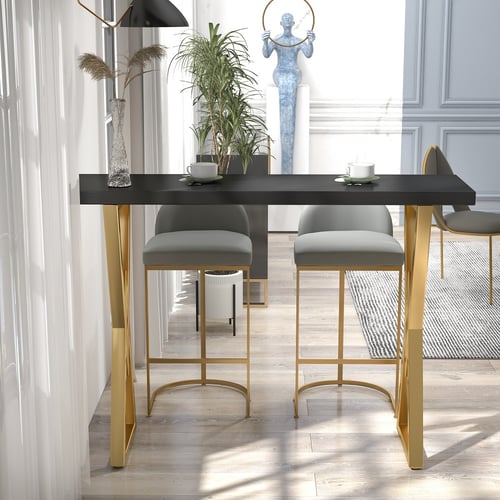 Black Rectangular Bar Height Pub Table Dining Table for Breakfast Nook ...