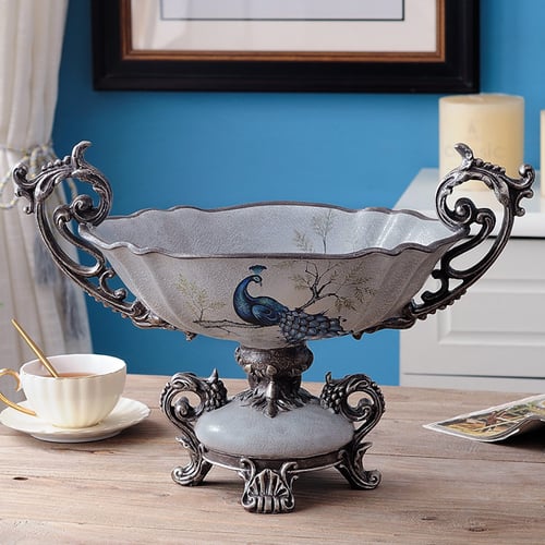 Obstkorb/Snackschale mit Griff, aus Kunstharz, Grau/Blau | Homary DE