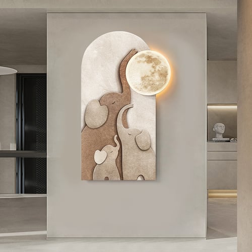 31.5" Arched LED 3D Acrylic Elephant Moon Wall Sculpture Art Decor ...