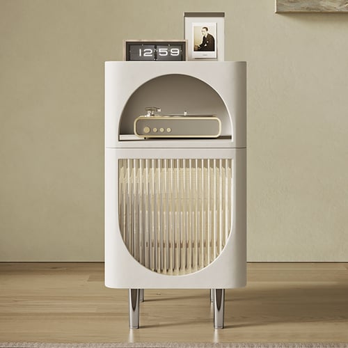 Modern White Side Table with Storage Arched End Table | Homary