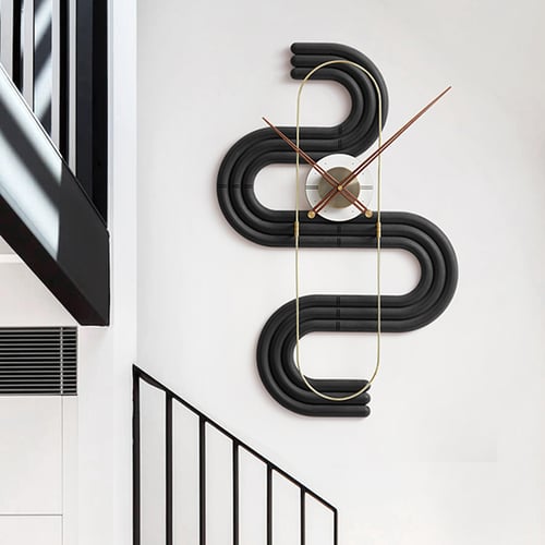 35" Large Black Abstract Curved Modern Unique Wall Clock Decor Art ...