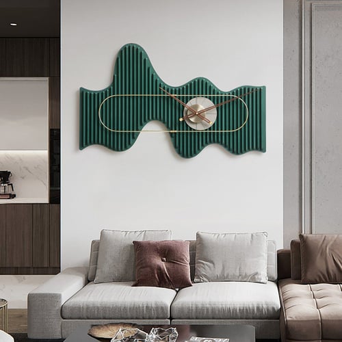 40" Large Green Abstract Curved Modern Unique Wall Clock Decor Art ...