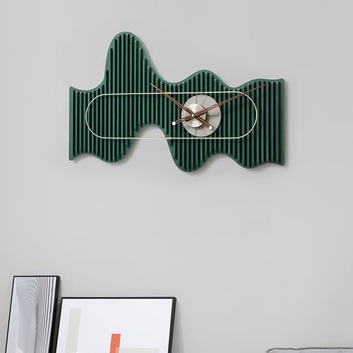 40" Large Green Abstract Curved Modern Unique Wall Clock Decor Art ...