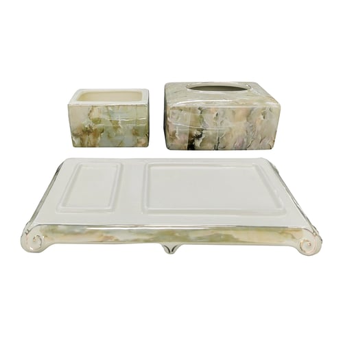 Marble Tissue Box Ceramics Tissue Holder Set | Homary
