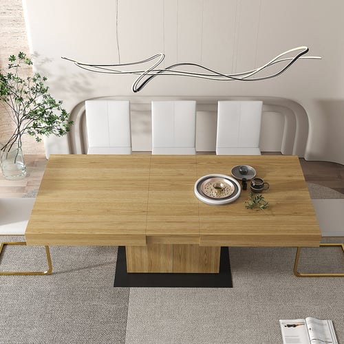 71"-87" Extendable Dining Table with Storage Japandi Rectangle Table ...