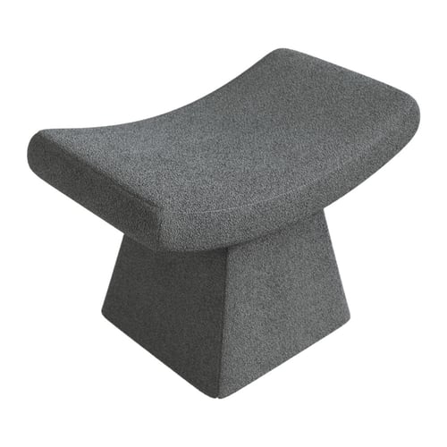 Modern Gray Boucle Stool Upholstered Ottoman Unique Design Footstool ...