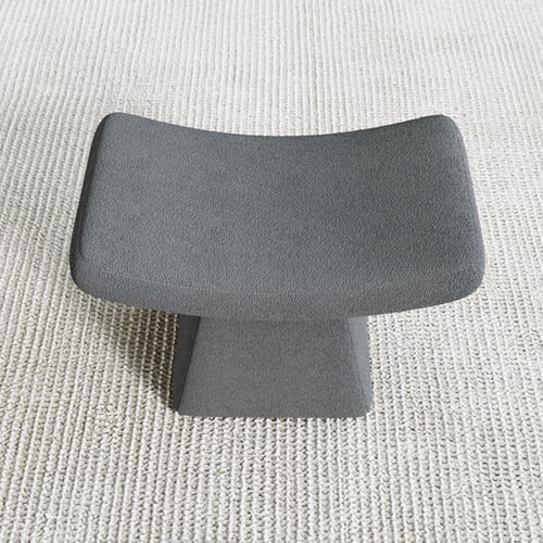 Modern Grey Boucle Stool Upholstered Ottoman Unique Design Footstool ...