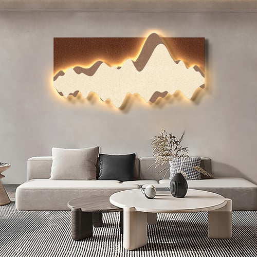 39.4" LED Wall Art Lighting Modern Abstract Geometric Landscape Wave ...