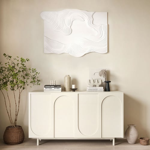 3D White Sea Waves Texture Painting Art Modern Abstract Ocean Wall ...
