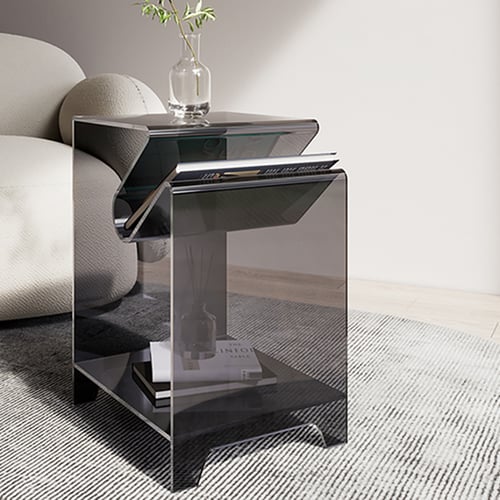 Modern Grey Acrylic Side Table Magazine Rack Organizer End Table ...