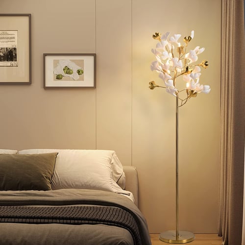 Martly Art Deco 5-Light Ginkgo Leaves Floor Lamp White & Gold Standing ...
