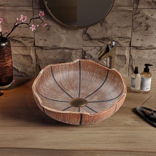 Retro Ceramic Counter Top Basin Bowl Shape Bathroom Washing Sink ...