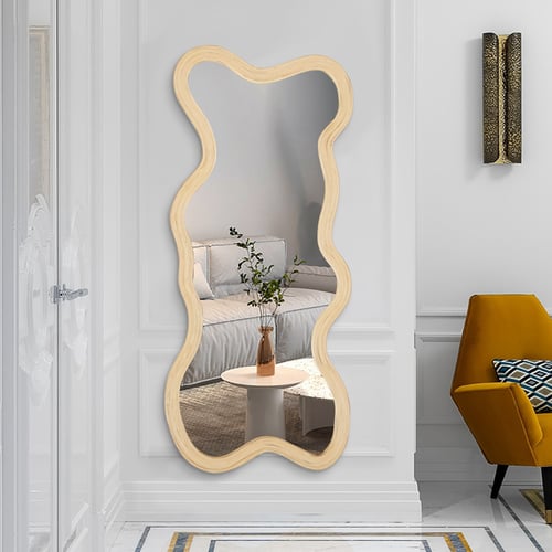 63" Large Full Length Irregular Wavy Rattan Wall Mirror Decor Living ...