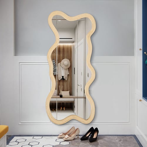 63" Large Full Length Irregular Wavy Rattan Wall Mirror Decor Living ...