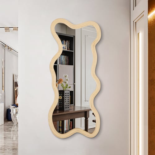63" Large Full Length Irregular Wavy Rattan Wall Mirror Decor Living ...