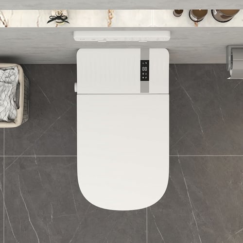 White Smart Toilet One-Piece Square with Intelligent Automatic Cover ...