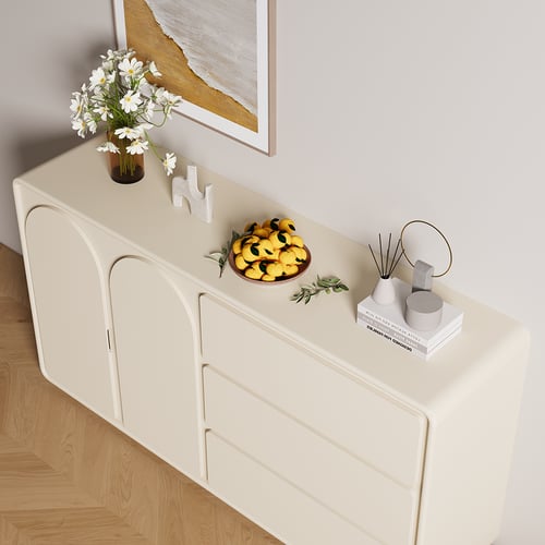 59" Modern Off White Sideboard Buffet with Storage Credenza Arch Door ...