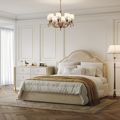 Art Deco 6 Drawer Dresser Capiz Shell Beige Chest Storag Cabinet with ...