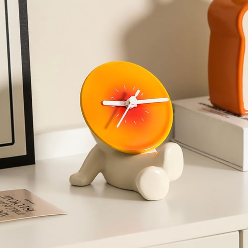 Modern Novelty Ceramic White & Orange Table Clock Home Decoration | Homary